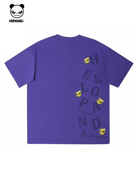 Hipanda Hello Panda Embroidery Crafts Personalized T-shirt 2025 Summer New Couple American Loose ...