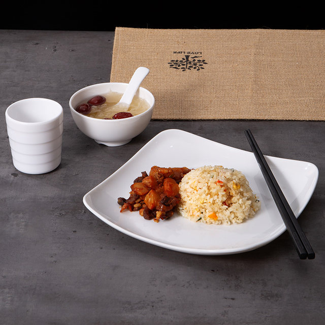 Metamine white square plate fast food restaurant special plate ...