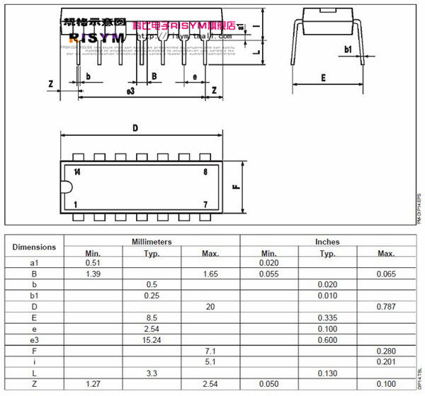 dip14封装尺寸图,塑封,l(第12页)_大山谷图库