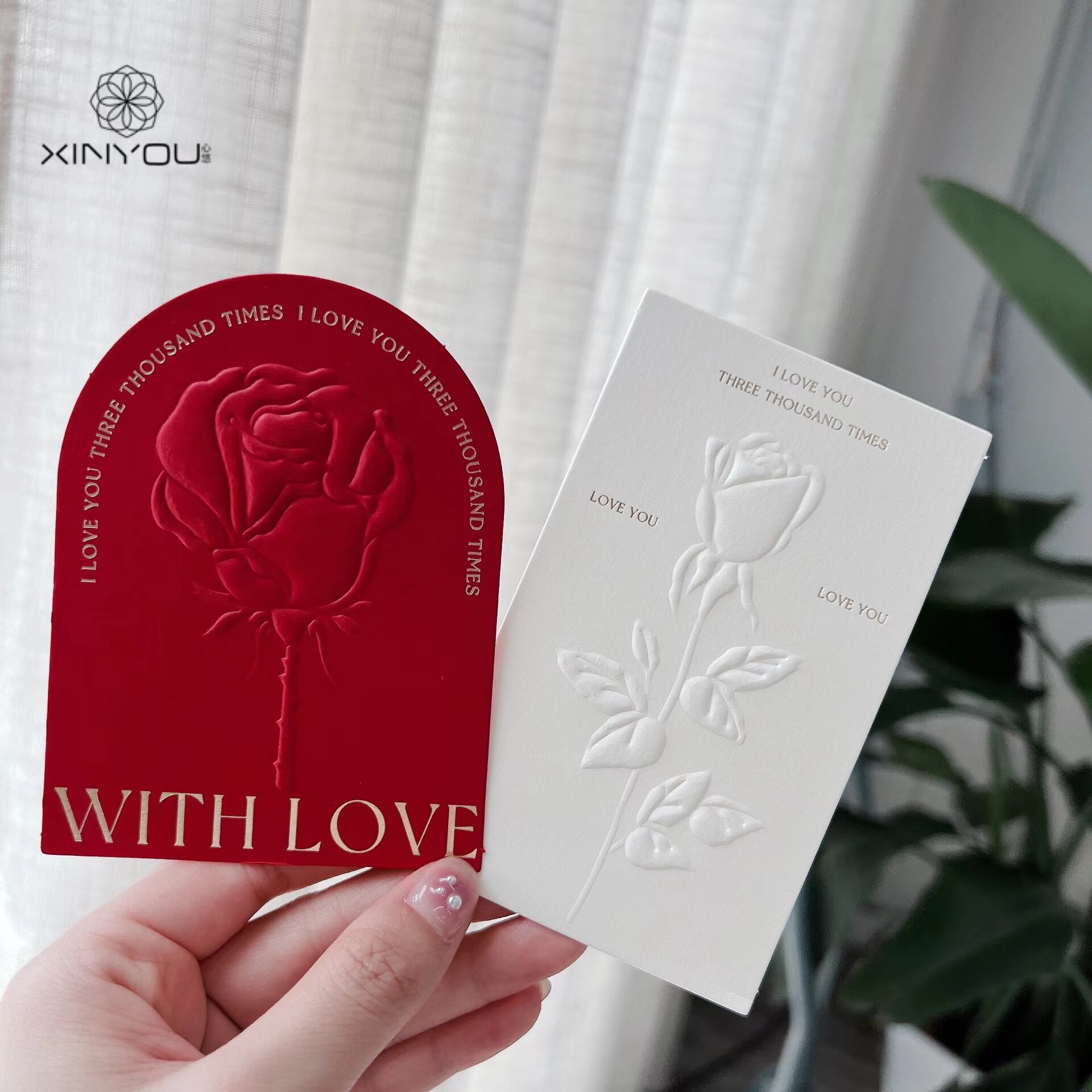 [USD 5.67] Heartfelt Love Embossed Bumpy Rose Flower Card Creative ...