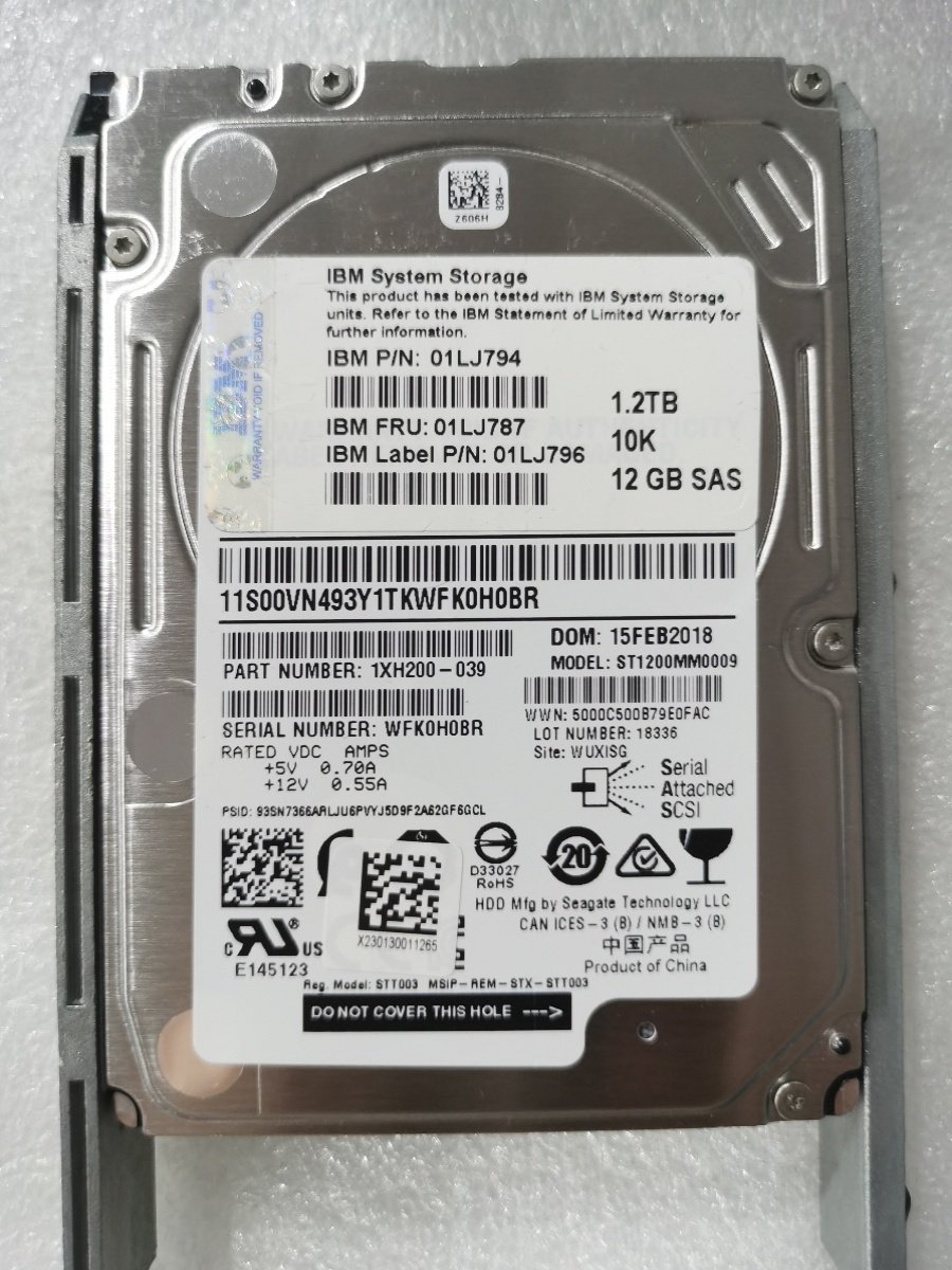 01LJ794 01LJ787 IBM V7000 Gen2 1.2TB 2.5" SAS 12GB Hard Drive ...