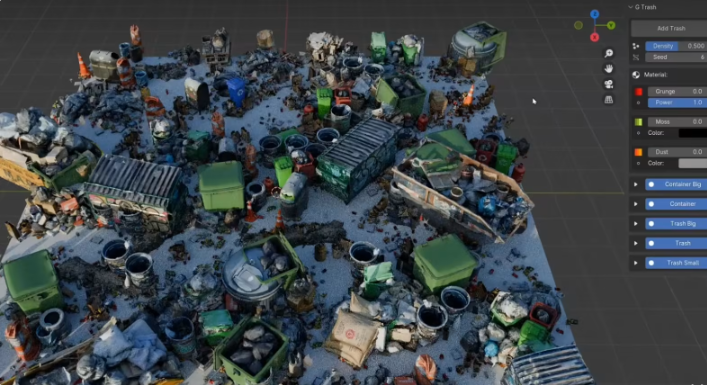 圾废墟场景废品模型生成器 G Trash V1.3.0-blender布的