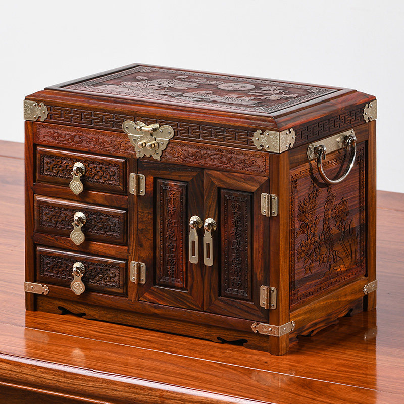 [USD 204.29] Big red acid jewelry box new solid wood jewelry collection ...