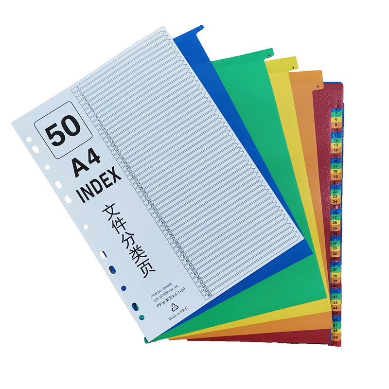 50 sheet plastic color paginated paper sort paper file sort page color ...