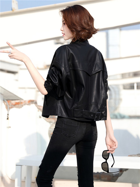 Small leather jacket for women short fashionable loose slim 2024 spring ...