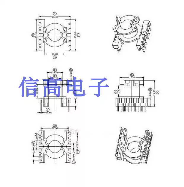 PQ2016变压器磁芯骨架立式6+8针