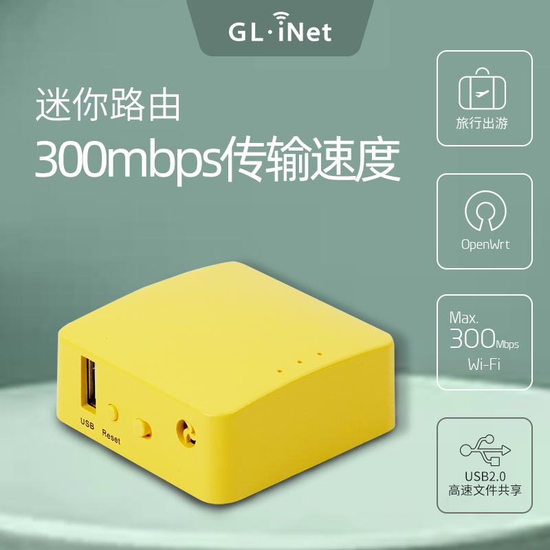 GLINET mini router portable small apartment home campus network OpenWRT ...