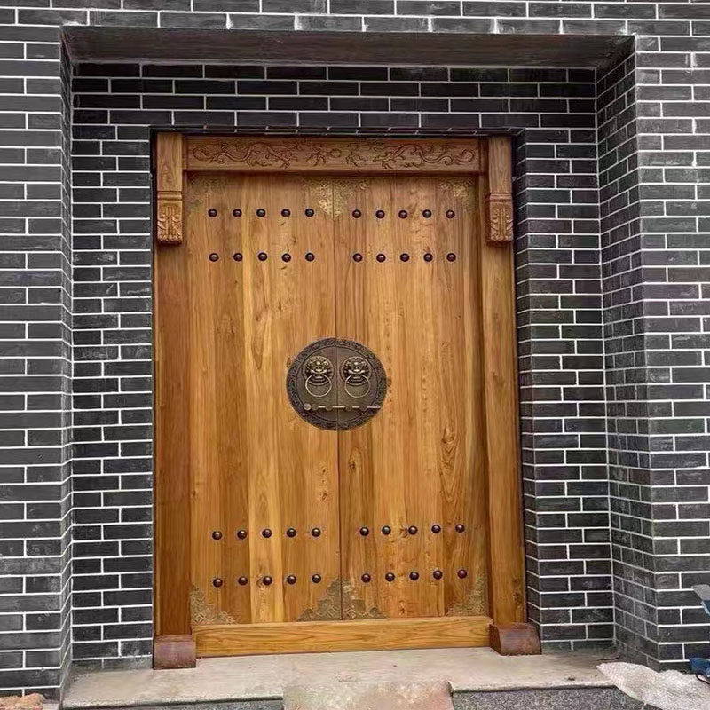 Chinese-style solid wood door antique opposite door old-fashioned villa ...