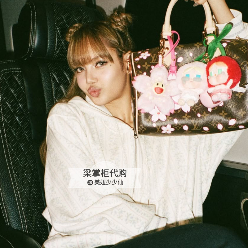 正品代购 直邮包邮 Lisa同款MINJIENA奶油色小碎花连帽拉链卫衣