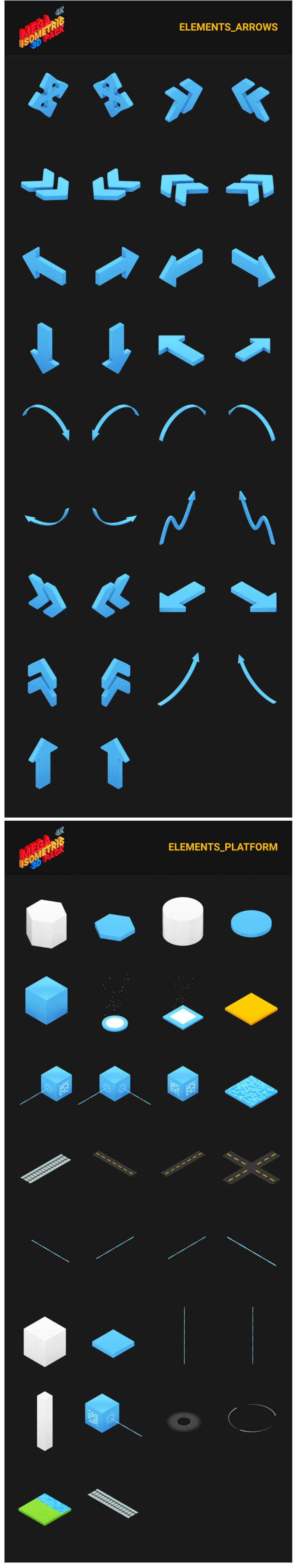 AE模板-300+三维Isometric风格等距图标元素场景MG动画 – 龋齿一号GFXCamp