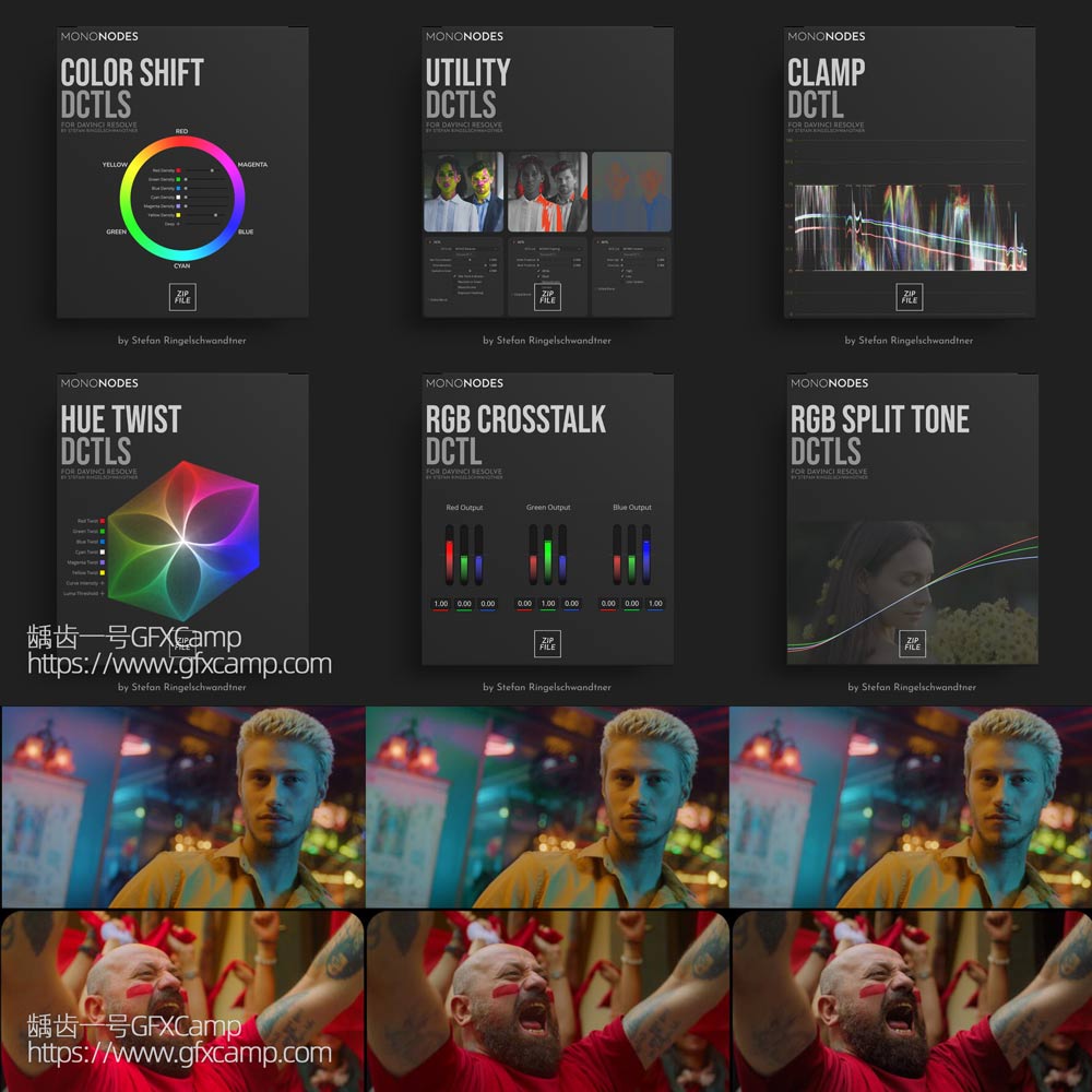 达芬奇电影质感视频调色插件DCTL节点预设+中文字幕教程 Mononodes – Color Shift DCTLS V4 /Utility DCTL V2/Hue Twist V2/Grid ...