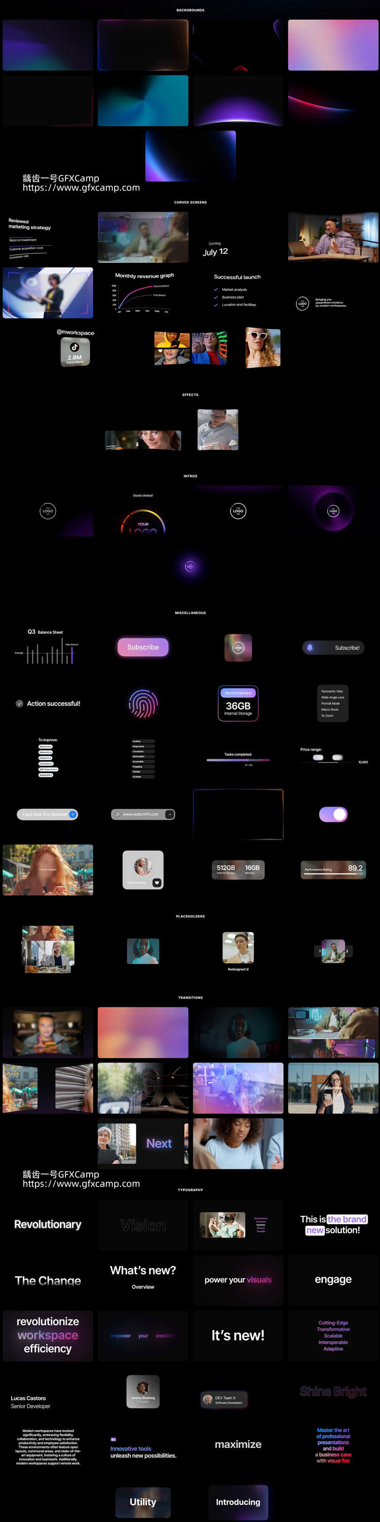 FCPX插件-83组简约时尚文字标题视频转场组件图标动画预设 mWorkspace – 龋齿一号GFXCamp