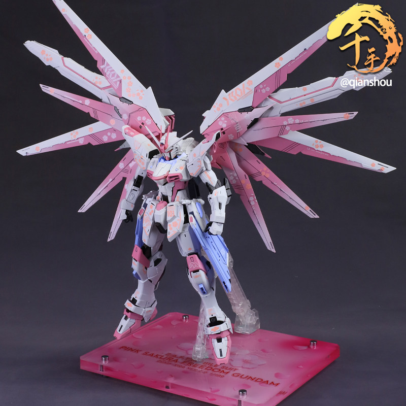 Bandai Mg Spring Macaron Pink Cherry Blossom Free 2.0 Gundam Assembled ...