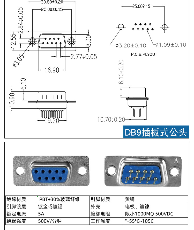DB9母头公头RS232插座9针芯串口接头接口焊板焊线式金属外壳免DR9-阿里巴巴