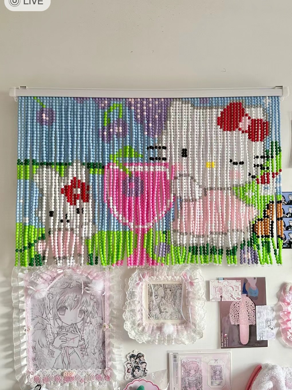 🎀 Hello kitty beaded door curtain material pack, cute your cloakroom ...