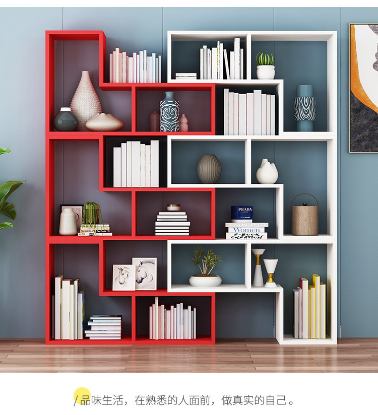 简易组合书柜格子柜简约书架落地卧室转角置物架客厅隔断展示柜-阿里巴巴