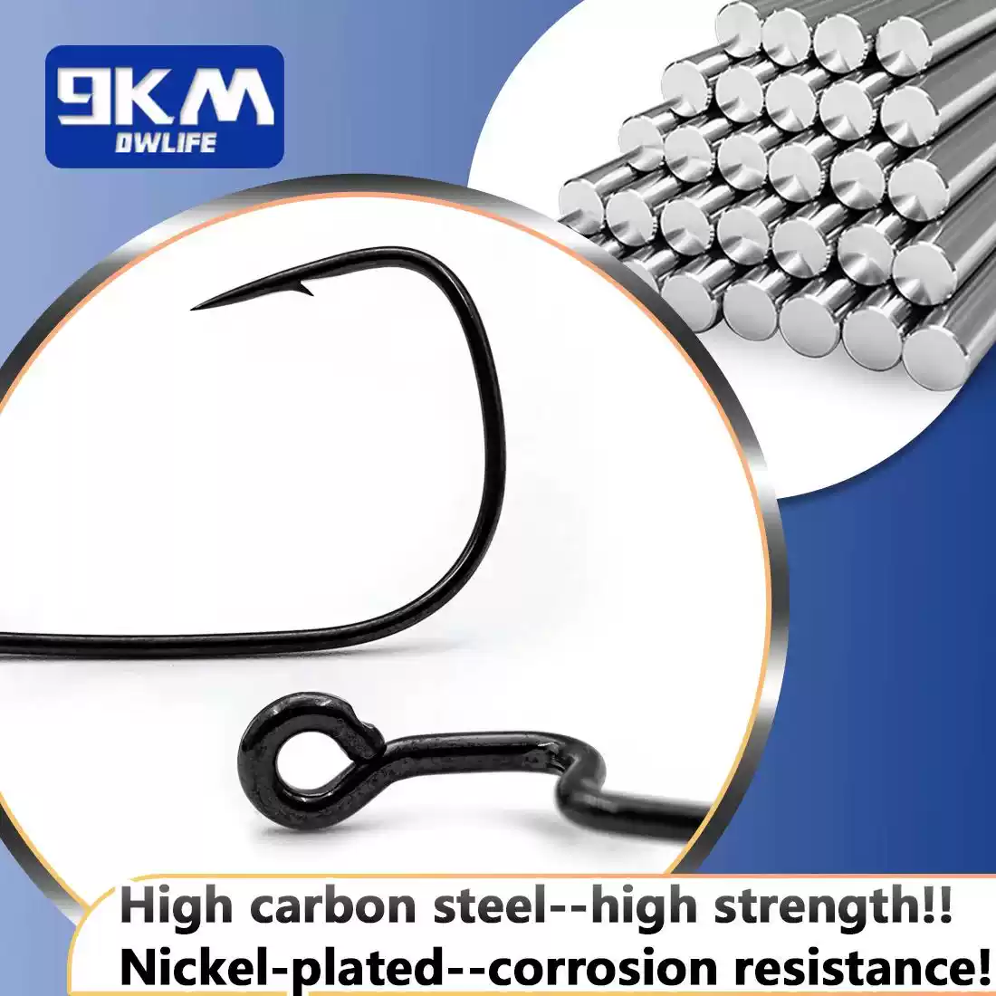 Ewg Hooks 50Pcs Bass Fishing Texas Rig Hooks Wide Offset Wo