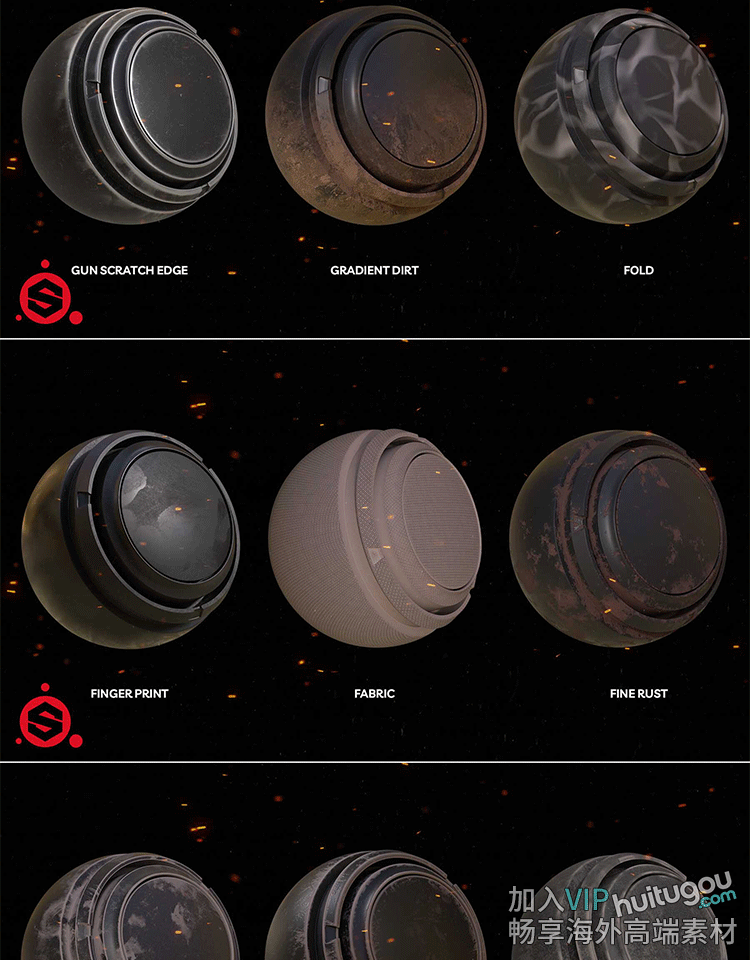 SP常用智能蒙版spmsk高细节智能遮罩PBR材质设计Substance素材 - SP材质球 - 绘图狗-设计灵感素材集散地