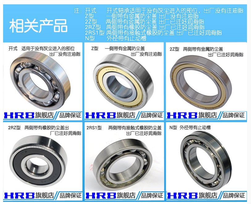 Harbin Bearing HRB Shaft 6200 6201 6202RZ 6203 6204 6205RZ motor bearings.