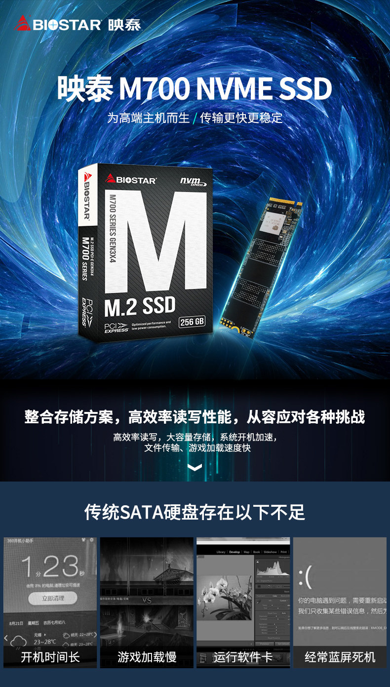 映泰（BIOSTAR）M760系列NVME M.2 256G 512G 1TB笔记本台式机SSD-阿里巴巴