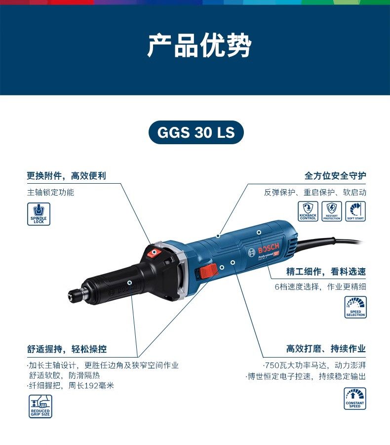 BOSCH博世GGS3000L电磨机电动直磨机GGS30LS钢材金属内孔打磨机-阿里巴巴