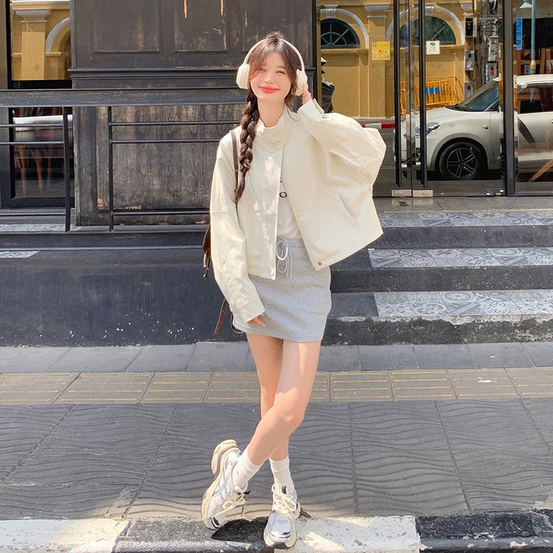 設計感休閒PU皮衣外套女2024春秋季新款韓版寬鬆顯瘦短款夾克上衣-Taobao