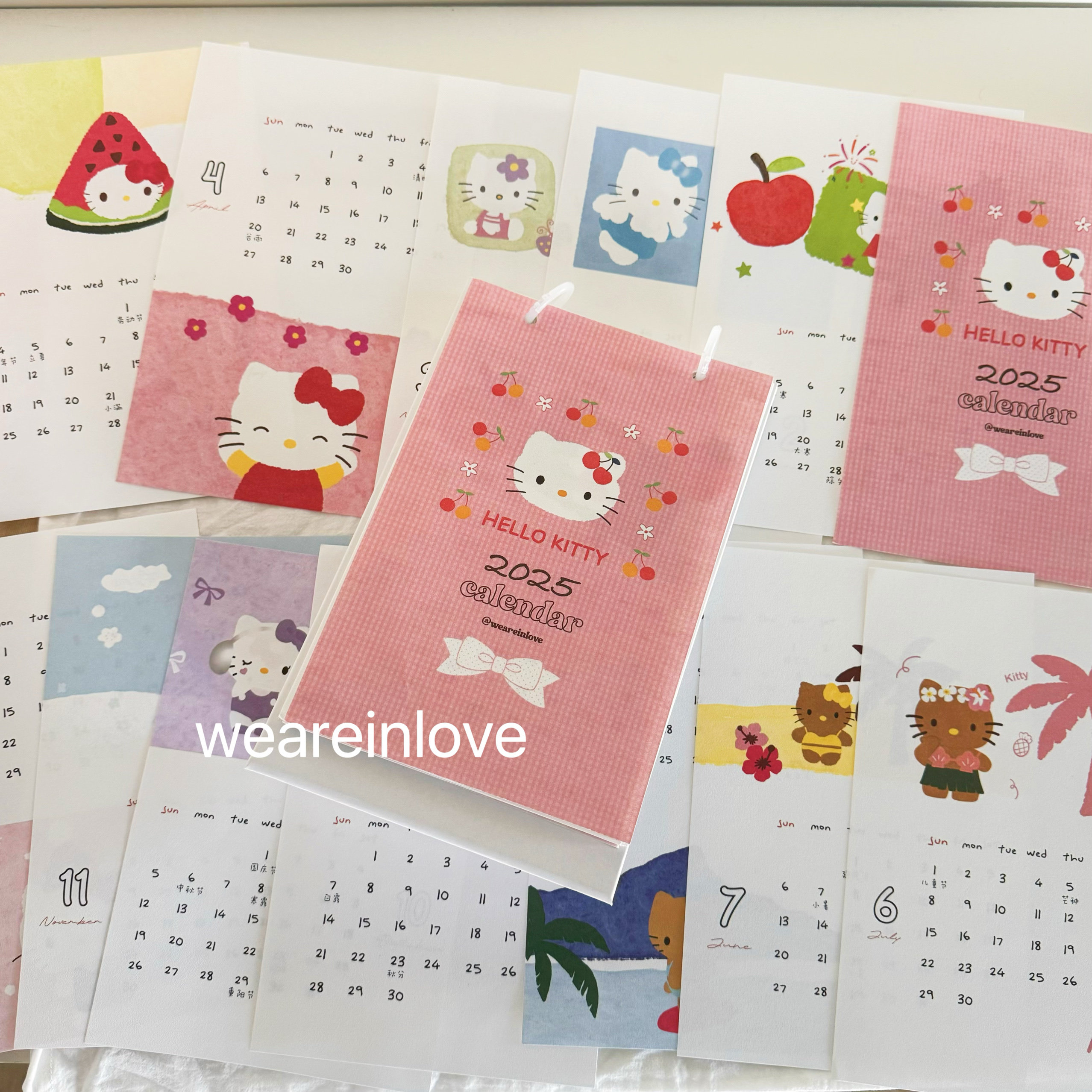 🎉 Super cute! wail's original hand-painted hello kitty 2025 calendar ...