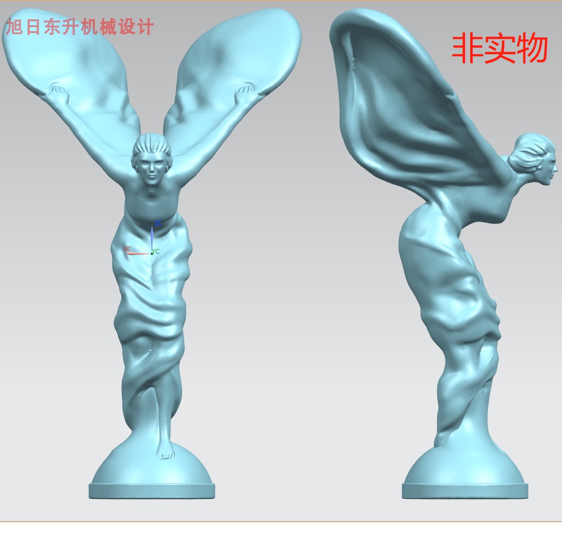 UG MC 劳斯莱斯飞天女神小金人车标图档STP格式CNC四五轴多轴数控