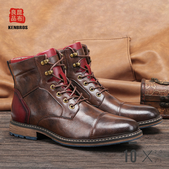 Foreign trade large -size men's boots side zipper British retro Martin ...