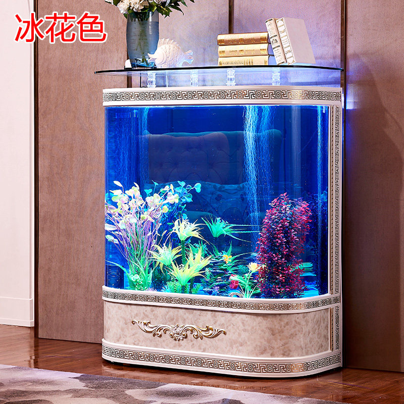 European fish tank aquarium living room floor-to-ceiling home arc ...