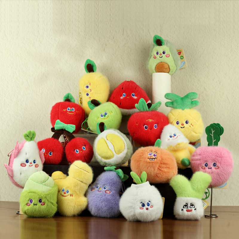 🎁 Juice-flavored happiness? creative mink velvet fruit pendant stuffed ...