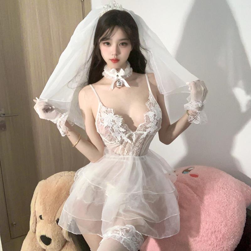 性感內衣情趣婚紗cos透視新娘裝制服角色扮演深V誘惑裝情調 qqny