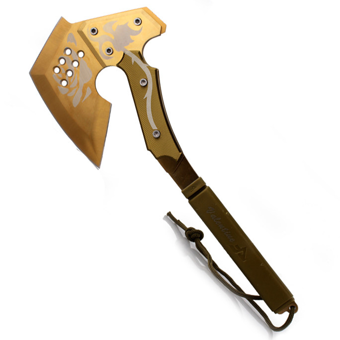 [USD 18.66] Golden rose hand axe outdoor self-defense war knife cross ...