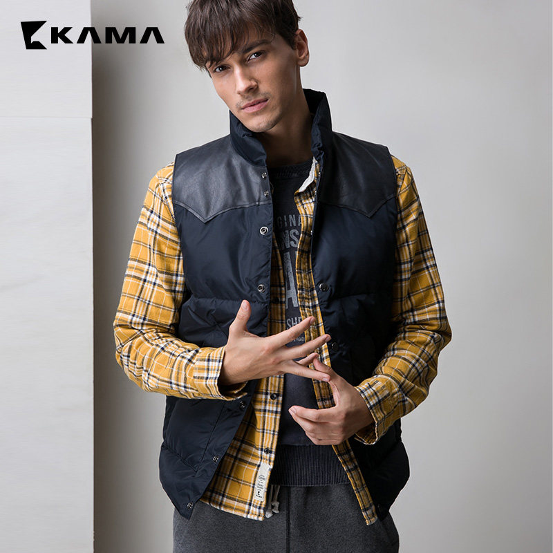 Купить Безрукавка 卡玛kama 冬装新款立领潮加厚保暖男短款羽绒马甲背心 2415903 в интернет ...