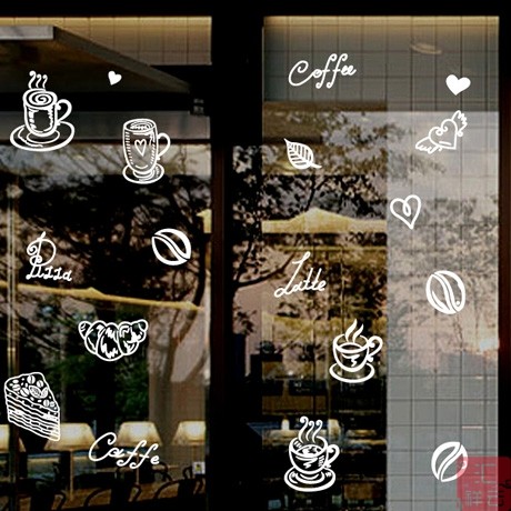 [USD 14.24] Coffee shop stickers Window stickers Glass stickers Milk ...