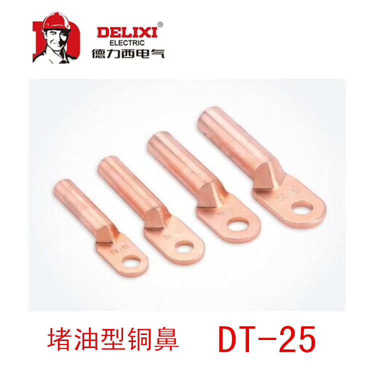 正品德力西 DT-25MM2(平方)铜鼻子 紫铜堵油闭口接线端子 包邮-Taobao