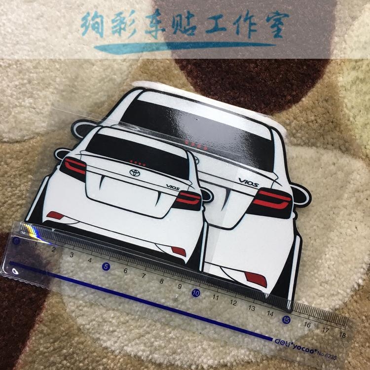 Apply to Toyota Vios car tail silhouette decorative reflective car ...