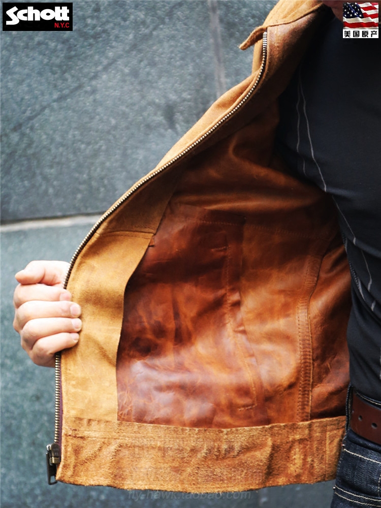 Schott NYC new oil-soaked suede leather DUKE truck driver tooling ...