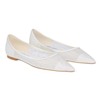 [会员限时满减]JIMMY CHOO/LOVE FLAT 女士 棉花糖闪粉面料平底鞋