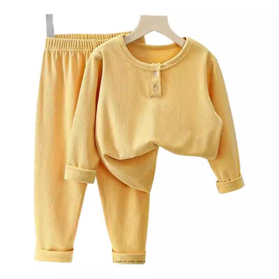 儿童德绒无骨家居服套装女童秋衣秋裤睡衣男宝宝保暖内衣两件套01