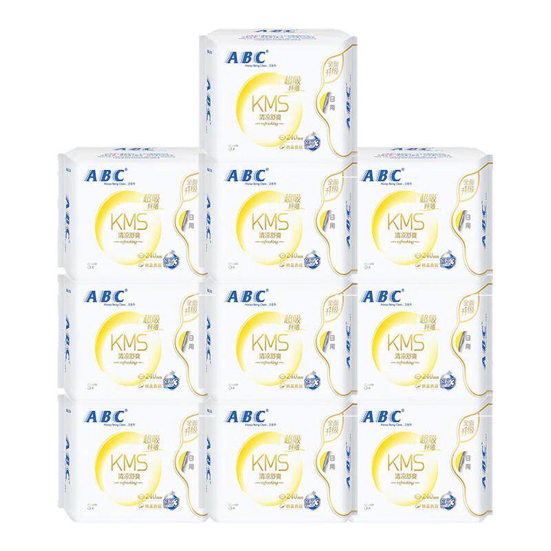 ABC卫生巾KMS健康配方日用纤薄绵柔240mm80片姨妈巾整箱批正品女