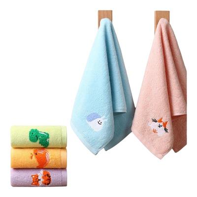 洁丽雅全棉儿童毛巾7A抗菌纯棉刺绣洗脸家用面巾可爱吸水小毛巾