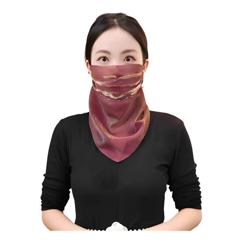 炫彩面纱女面罩围脖一体防晒三角巾轻薄口罩遮全脸透气脸罩小丝巾