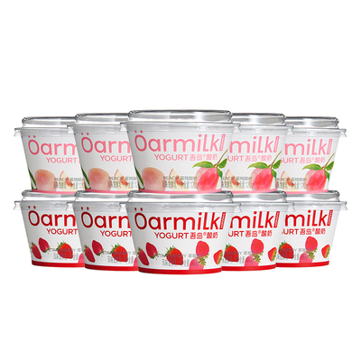 【新品上市】Oarmilk吾岛酸奶草莓蜜桃0乳糖早餐低温酸奶120g*10
