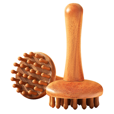 金丝檀木长款带柄28齿按摩梳家用