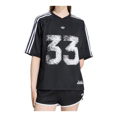 adidas阿迪达斯 三叶草女球衣风宽松运动短袖T恤休闲上衣 LE8312