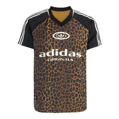 阿迪达斯三叶草女款豹纹V领短袖