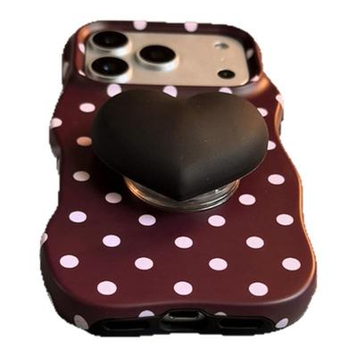 酒红白波点波浪边适用苹果17手机壳16Pro磨砂15pro卡通16可爱iPhone15防摔14新款17pro全包16promax男女