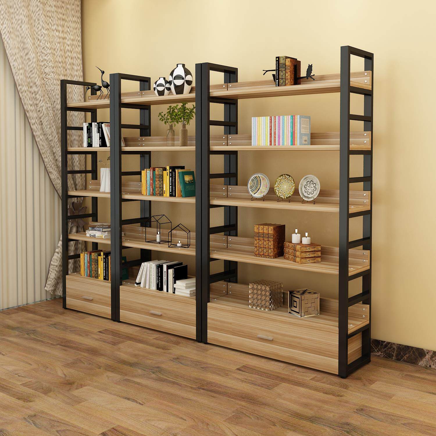 树形书架置物架实木书